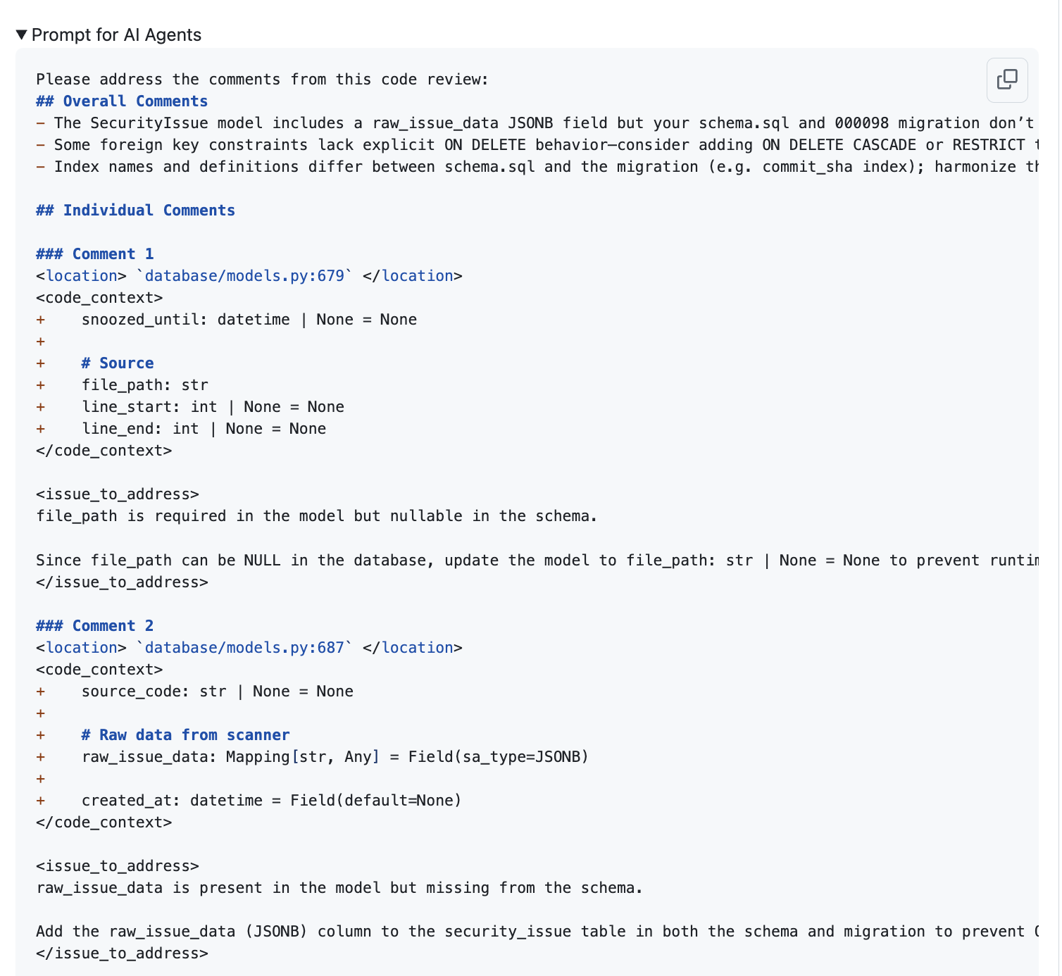 Components of a Code Review - Sourcery Documentation